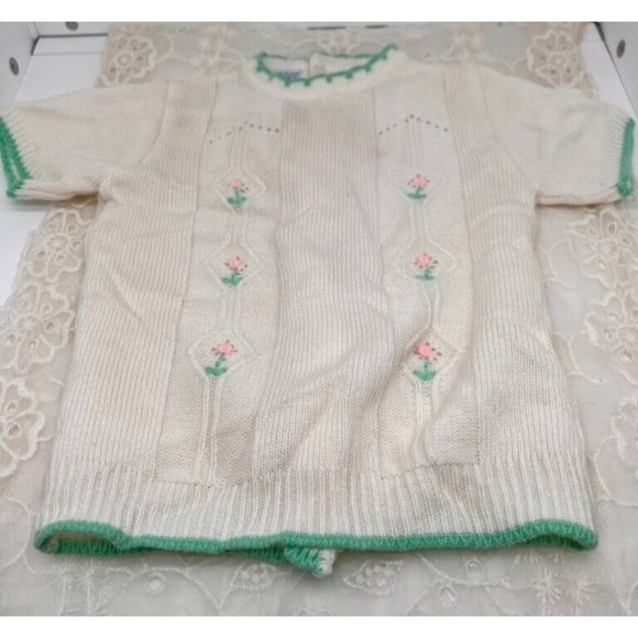 Shirts & Tops | Vtg Baby Sweater Nannette 6 Months Mint White Pink ...